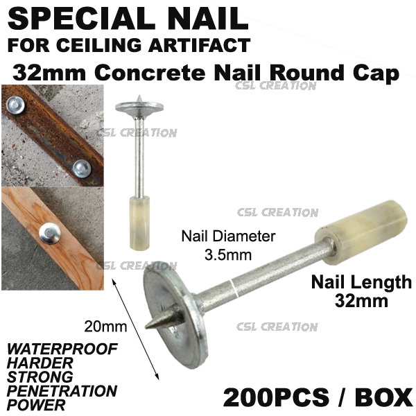Ceiling Artifact Nail / Ceiling M6/M8 / Concrete Round Cap 42/32mm ...