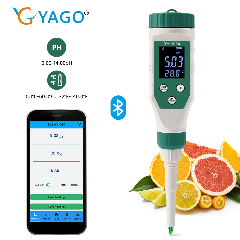Yago Bluetooth Food Ph Meter Digital Ph Tester For Bread Dairy Fruit ...