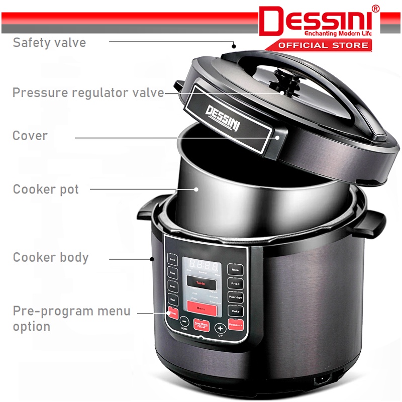 DESSINI ITALY 10IN1 Electric Digital Pressure Cooker Non-stick ...
