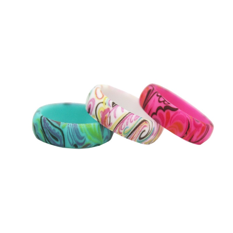 5.7mm Width Sports Paisley Pattern Silicone Ring Hypoallergenic Soft ...