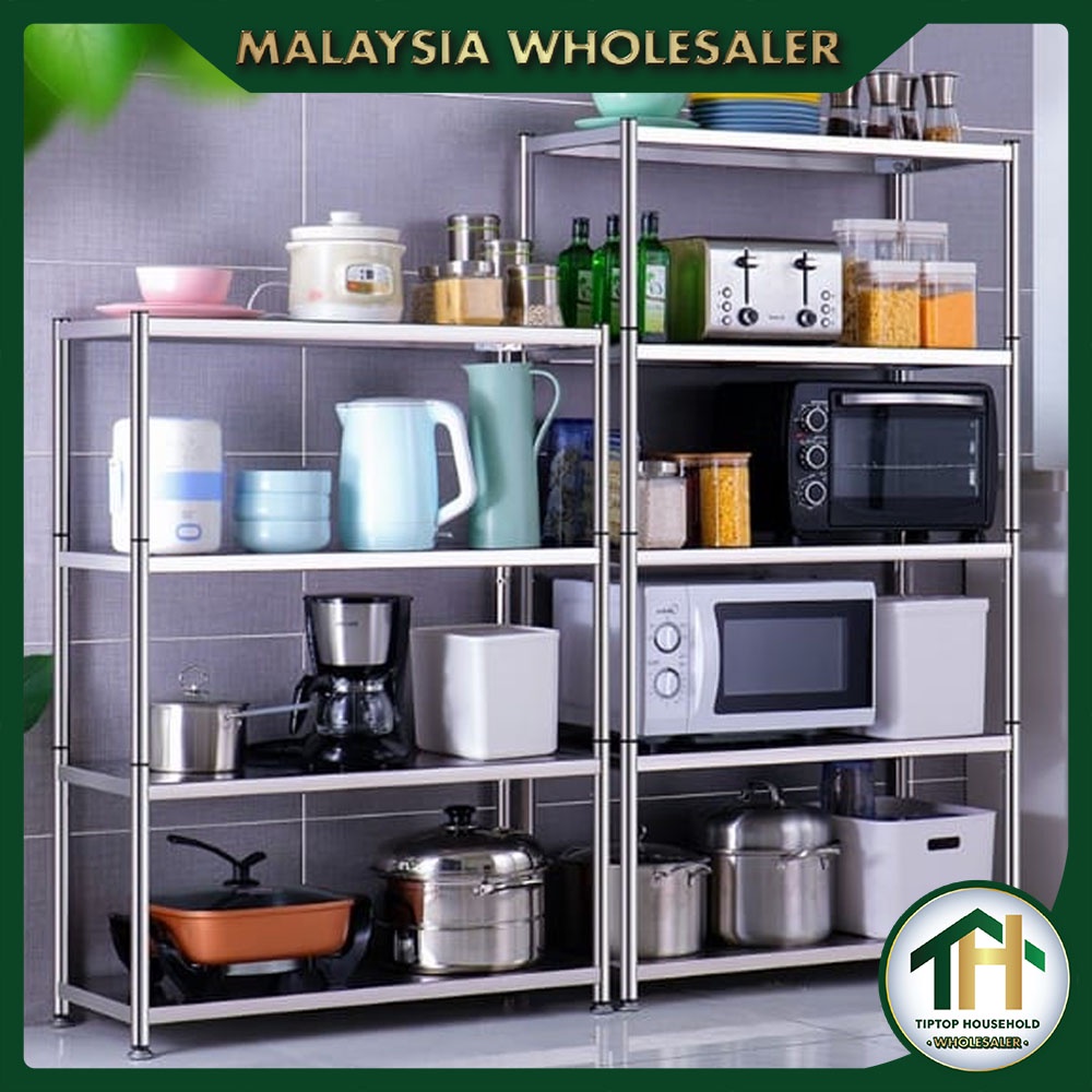🇨🇳HARGA KILANG TUTUP🇨🇳Stainless Steel Kitchen Storage Rack Shelf ...