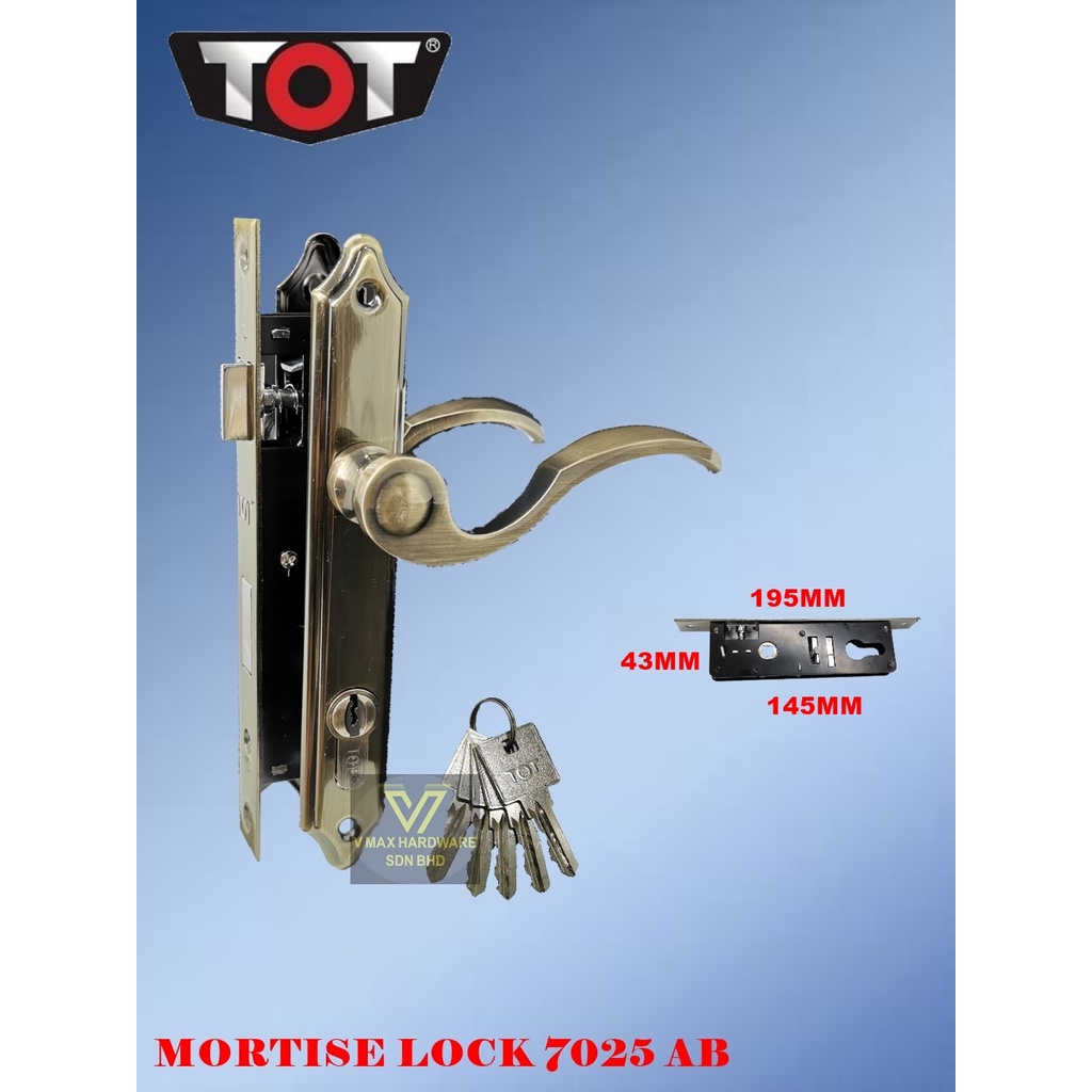 TOT MORTISE LOCKSET 7025 AB * UKUR SIZE DULU SEBELUM ORDER * | Shopee ...