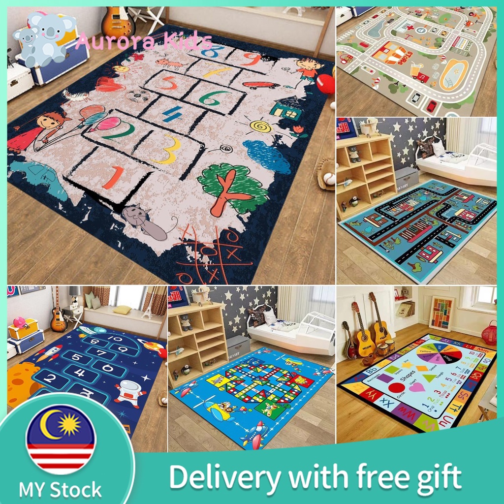 Carpet Velvet Cartoon Anti-Slip Carpet Baby Room Decor Mat Baby Kids ...