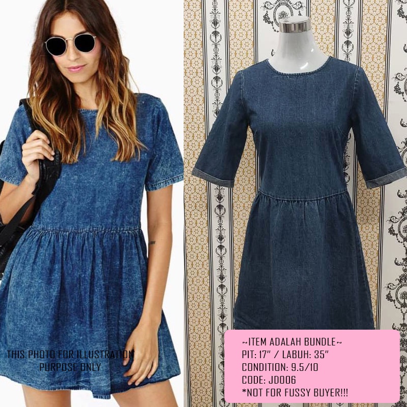 𝐁𝐀𝐉𝐔 𝐁𝐔𝐍𝐃𝐋𝐄 Baju Denim Long Blouse Denim Dress Women Bundle Item ...