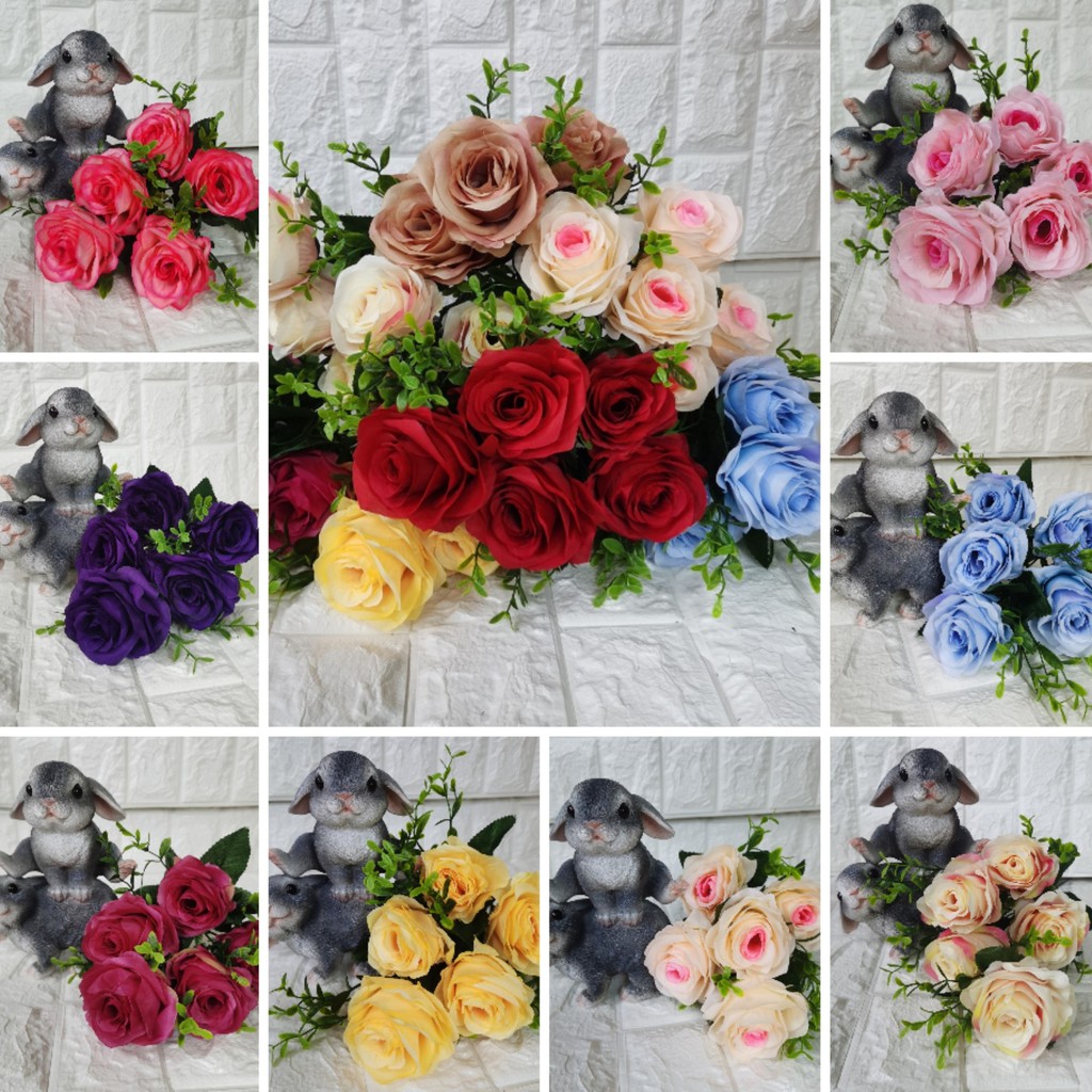 💖Artificial Blooming 5 heads Rose /Bunga hiasan Ros 5 kuntum/Bunga ...