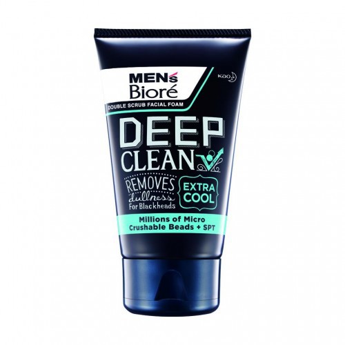 Biore Men's Deep Clean Extra Cool Double Scrub Facial Foam 100g ...