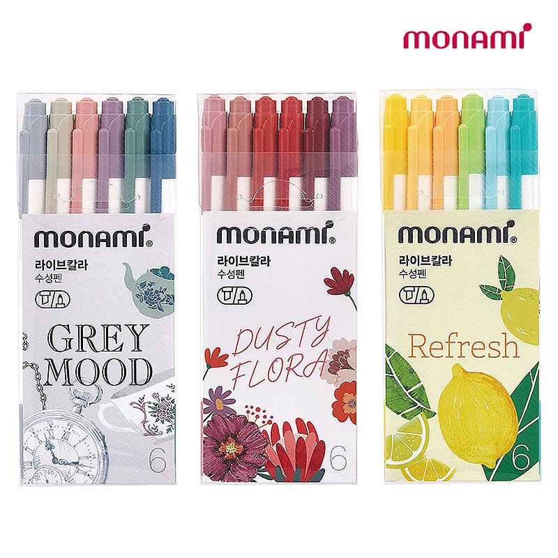 Monami 6pcs Kawaii Highlighter Pastel Highlighter Set Oblique/Fineliner ...