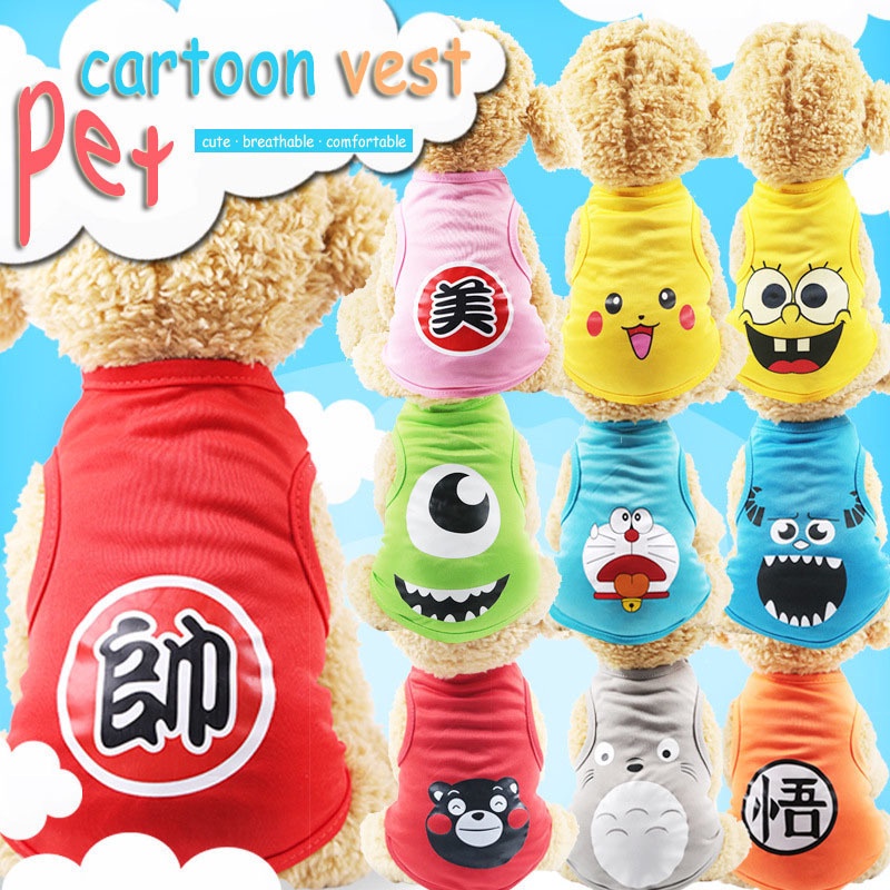Cartoon Dog Vest Summer Small Dog Clothes Chihuahua Cute Tshirt Puppy ...