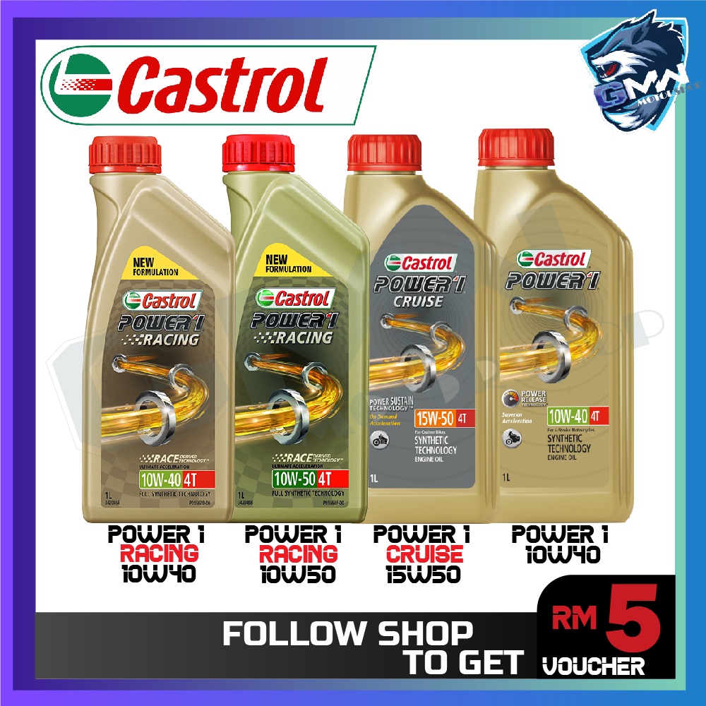 Castrol Power 1 / POWER 1 RACING / CRUISE 4T Oil 10W40 15W50 API SL ...
