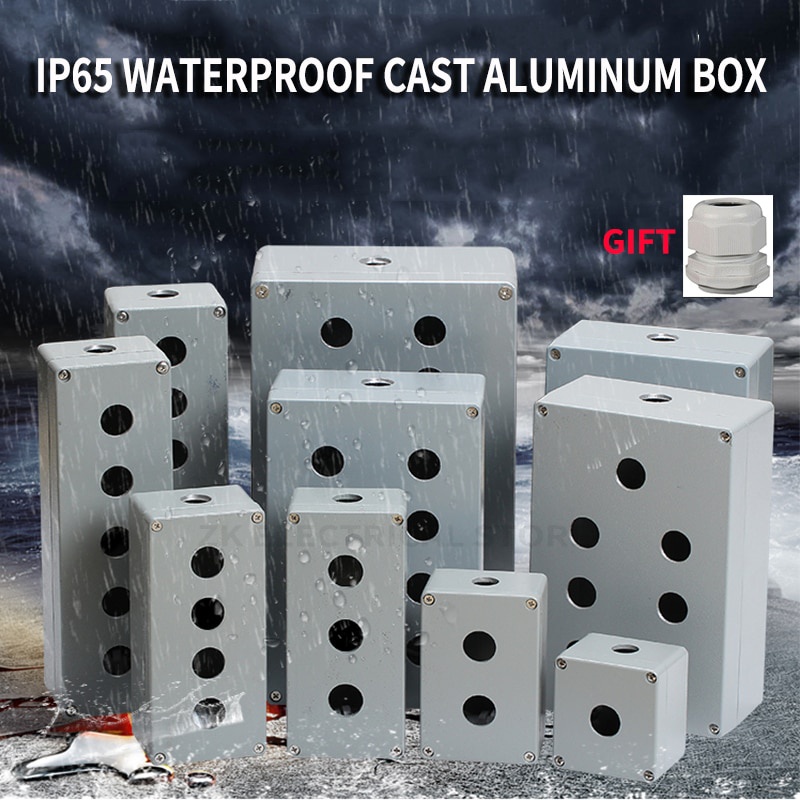 Metal cast aluminum waterproof button switch control box opening 22mm ...