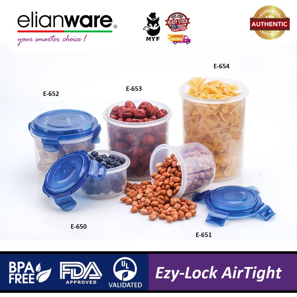 Elianware Ezy-Lock Microwavable Airtight Round Food Container Food ...
