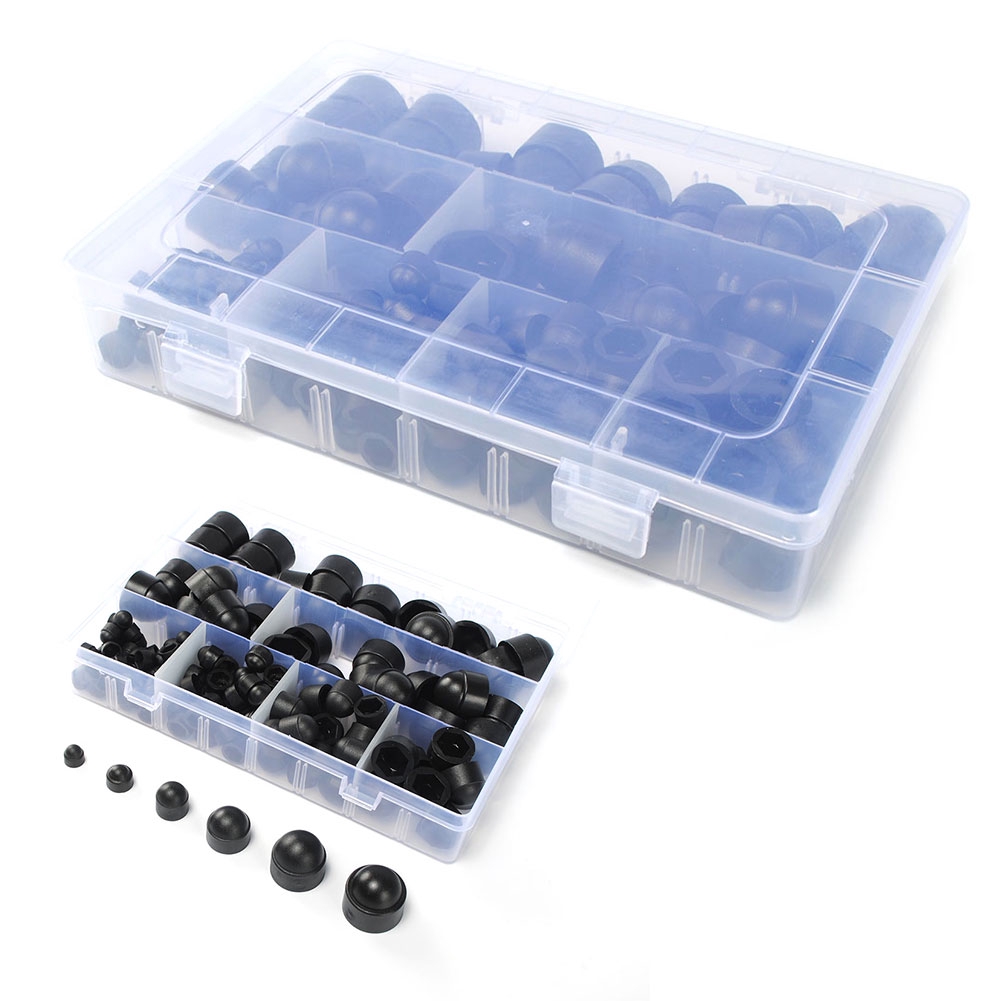 145pcs Black Plastic M4 M5 M6 M8 M10 M12 Dome Head Cap Screws Nut Covers kit Set | Shopee Malaysia