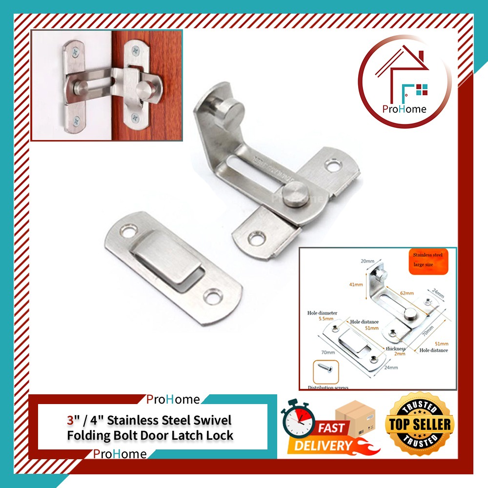 3" / 4" STAINLESS STEEL SWIVEL BOLT DOOR LATCH SLUG CATCH HASP LOCK FOR ...