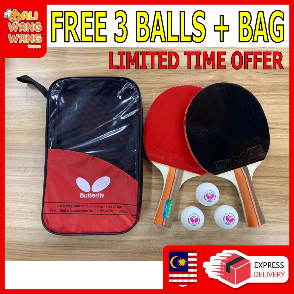 2 IN 1 Butterfly Table Tennis Bat FREE 3PCS 3STAR 40+ BALL | Shopee ...