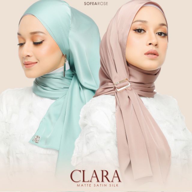 SOFEAROSE: Clara Matte Satin Silk (LONG SHAWL) | Shopee Malaysia