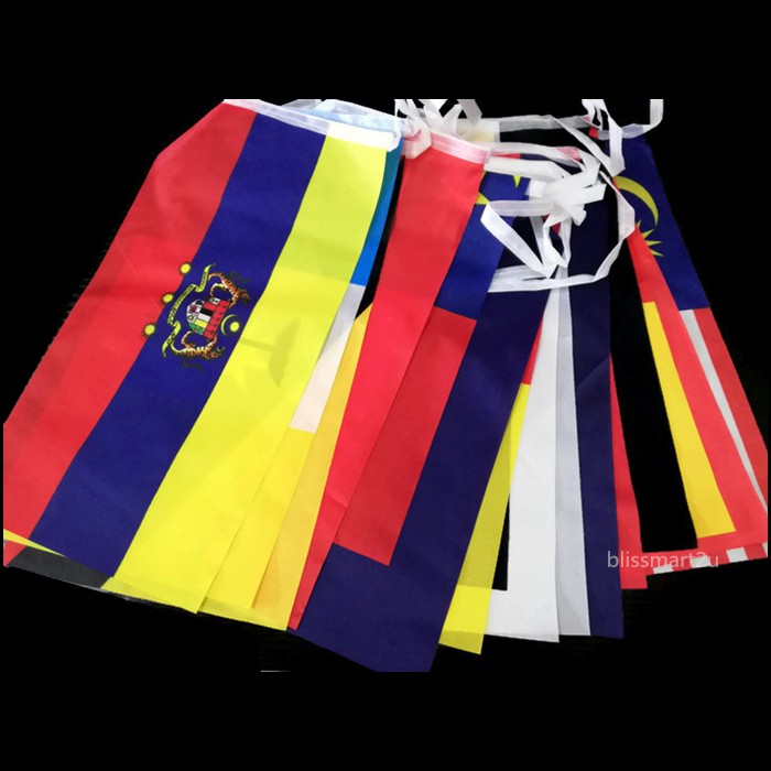 Malaysia Bunch Flag Multi Pieces Hanging Flag 14x28cm 450cm Bendera ...