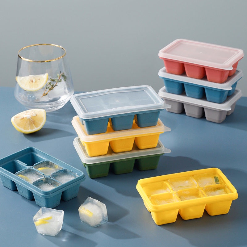 6 Grid PP Ice Cubes Maker Trays With Lids/ Mini Ice Cubes Small Square ...
