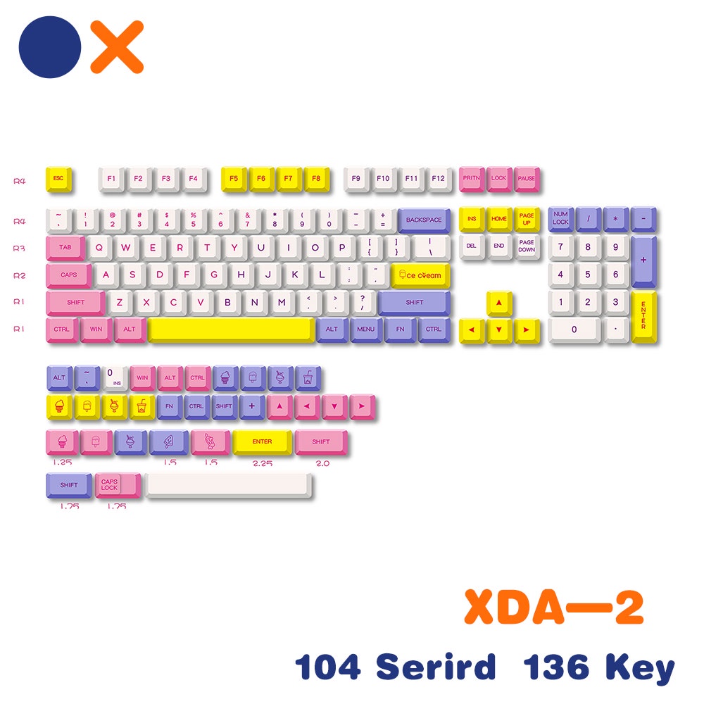 XDA Keycaps Sublimation keycaps137 Keys Honey Milk Keycaps PBT XDA ...