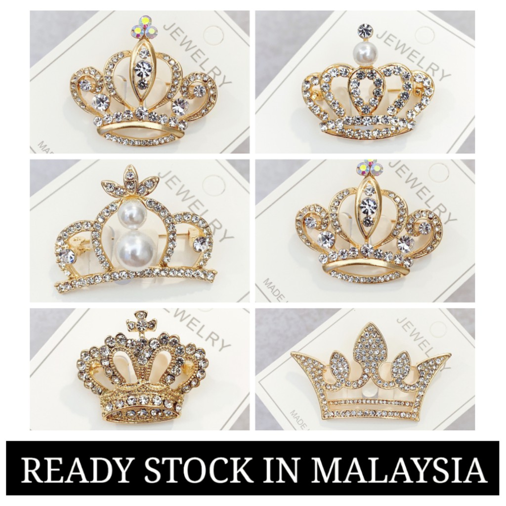 Korean Gold Crown Brooch Pin Brooch Tudung Brooch Muslimah Hijab Pin ...