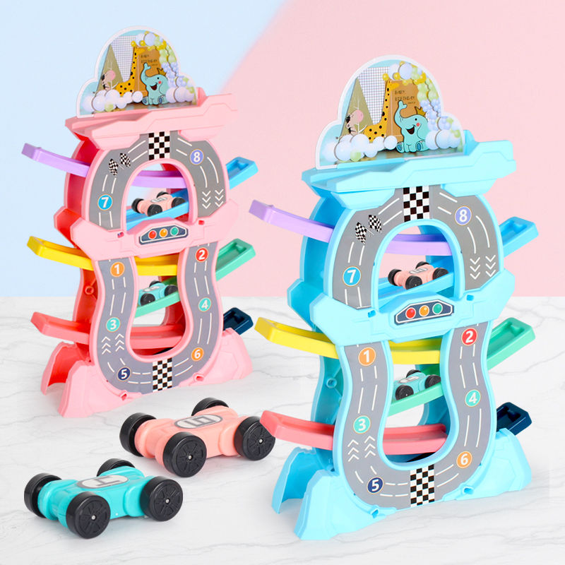 Race Track Car Ramp Toy for Toddler, Color Vehicle Construction Set ...