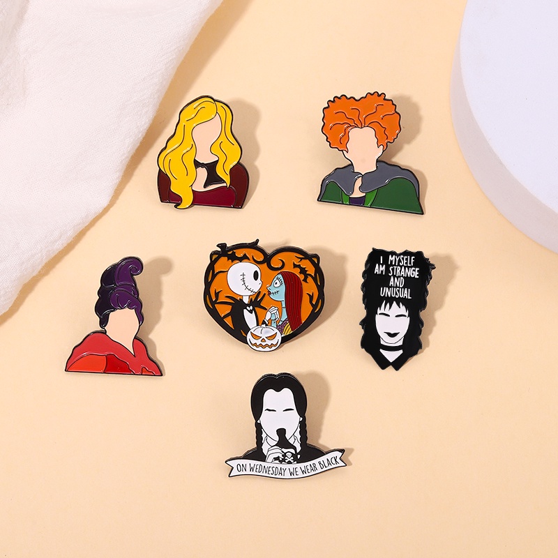 Wednesday Addams Family Movie Characters Enamel Lapel Brooches Badges ...