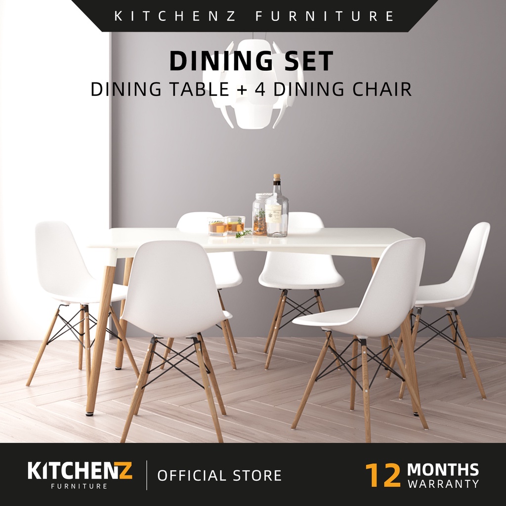 KitchenZ Modern Dining Table Set 1 Table + 6 Dining Chairs Home Dining ...