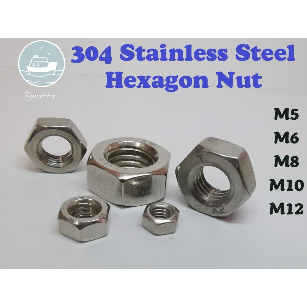 Hexagon Nut M5 M6 M8 M10 M12 M14 Stainless Steel 304 [Ready Stock ...