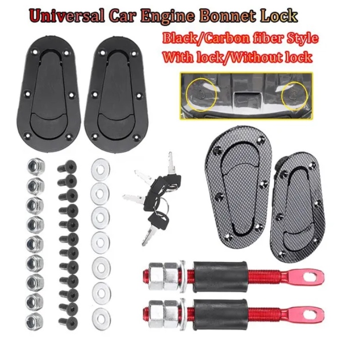 Universal Aluminum Alloy Racing Car D1 Bonnet Plus Flush Hood Latch Pin ...