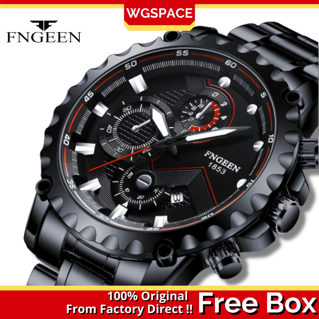 100%Original Fngeen Jam Tangan Lelaki Black Waterproof Sport Fashion ...