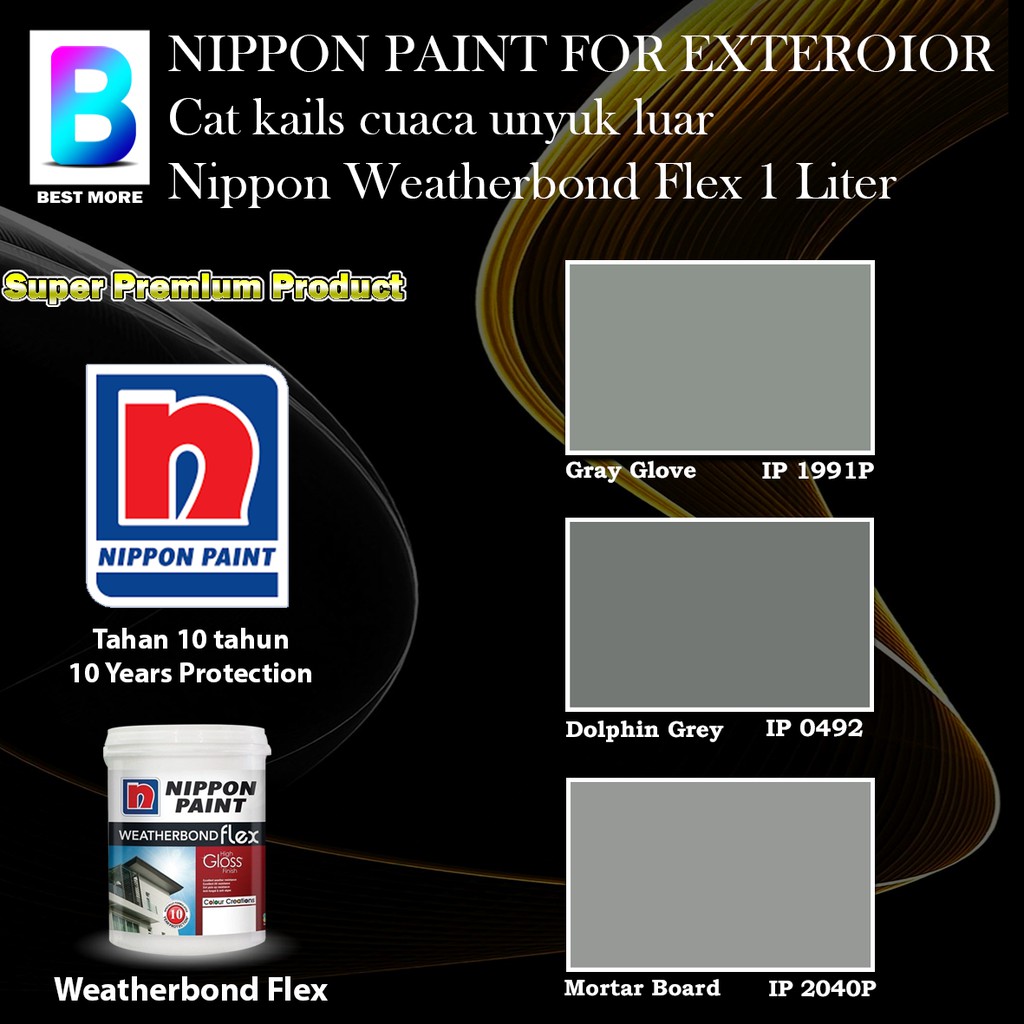 Nippon Paint Weatherbond Flex Exterior Collection 1 Liter Gray Glove ...
