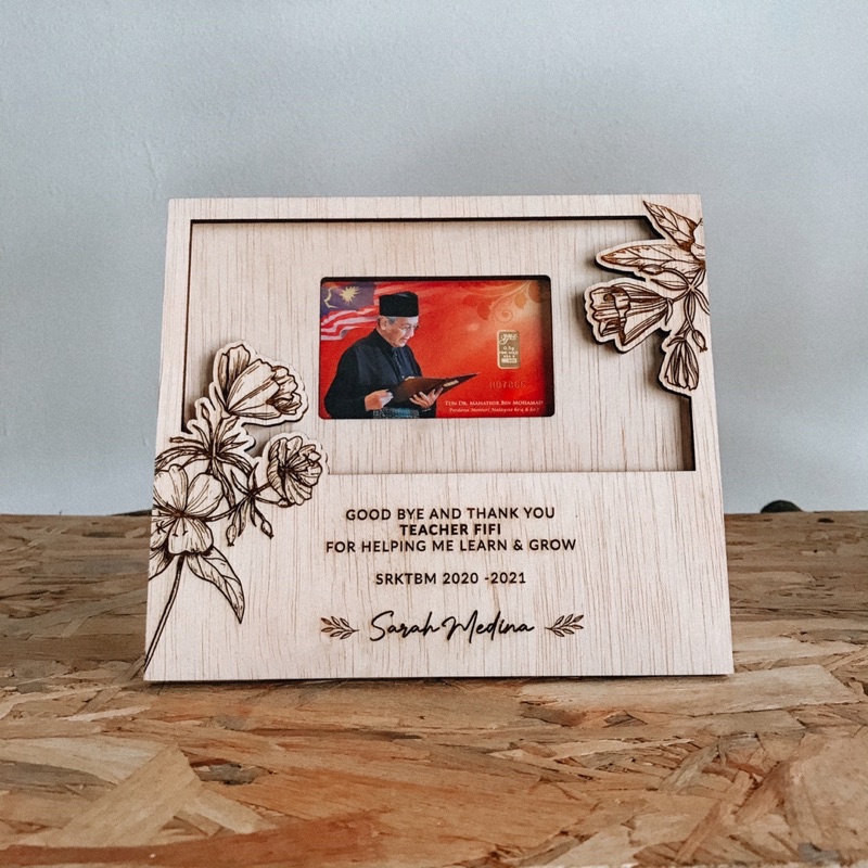 3D GOLD BAR FRAME | WOODEN LASERCUT | CUSTOM MADE | HADIAH HARI GURU ...