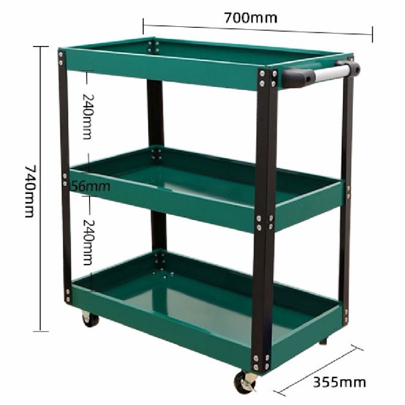 3 Layers Service Cart Metal Steel Tool Trolley 150KG Barang Garaj Bengkel Tools Shelf Storage ...