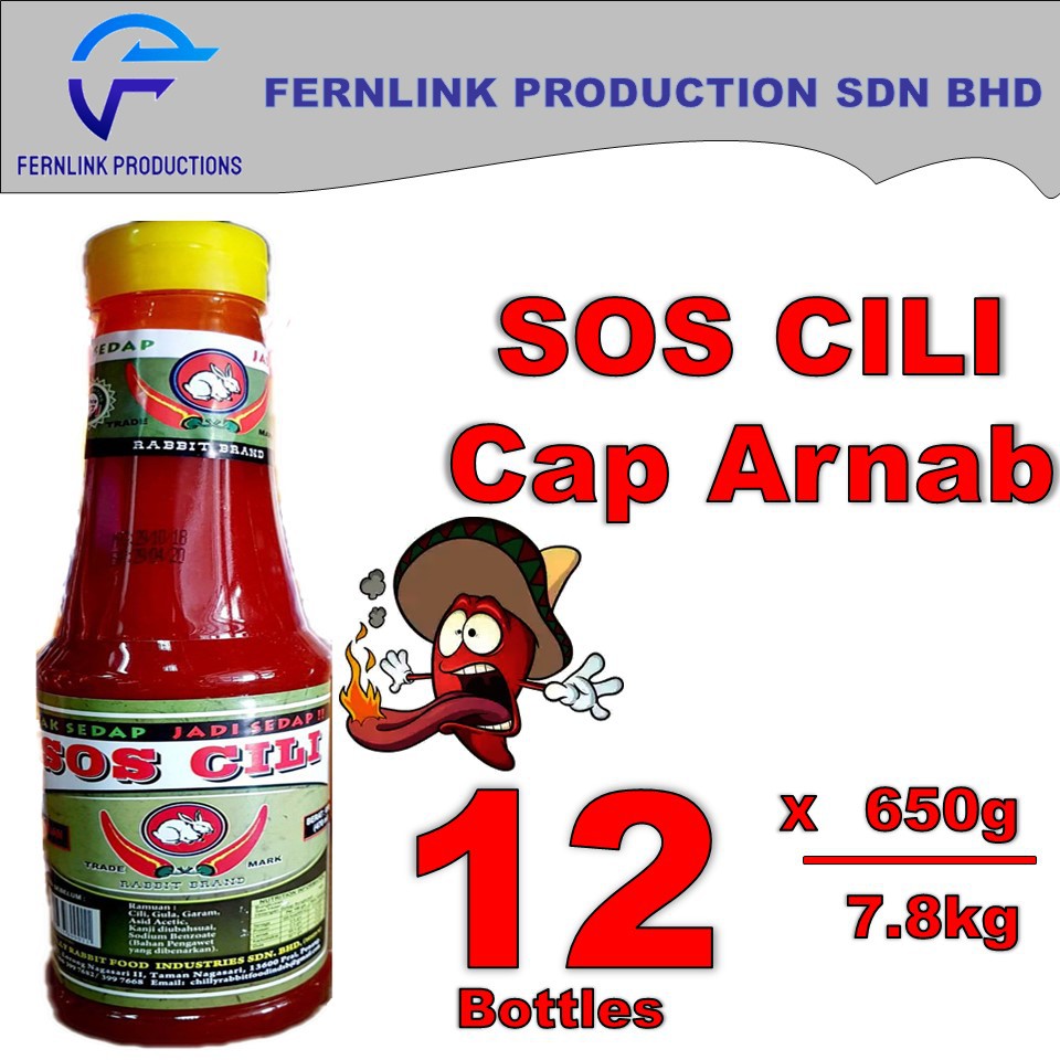Sos Cili Cap Arnab 12 X 650g (1 Carton) Chili Sauce Cap Arnab 12 X 650g ...