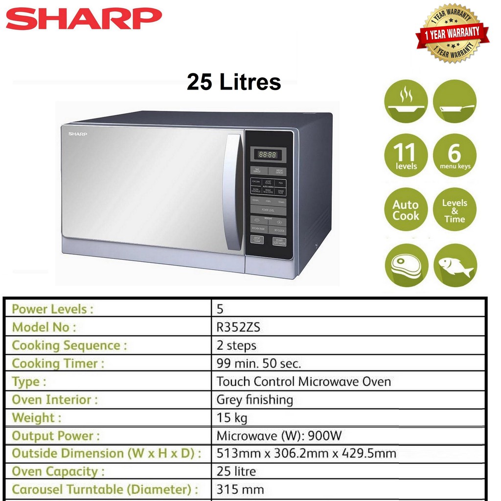Sharp Touch Control Microwave Oven 25 Litres - R352ZS | Shopee Malaysia