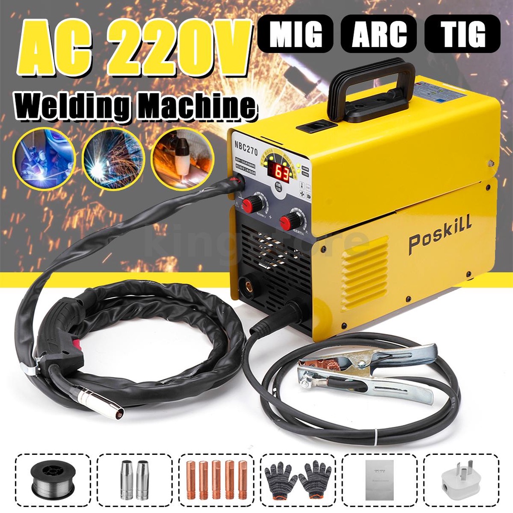 AC 220V MIG/ARC/TIG Electric Welding Machine 3 in 1 LCD Digital Handheld Welder Inverter Tool ...