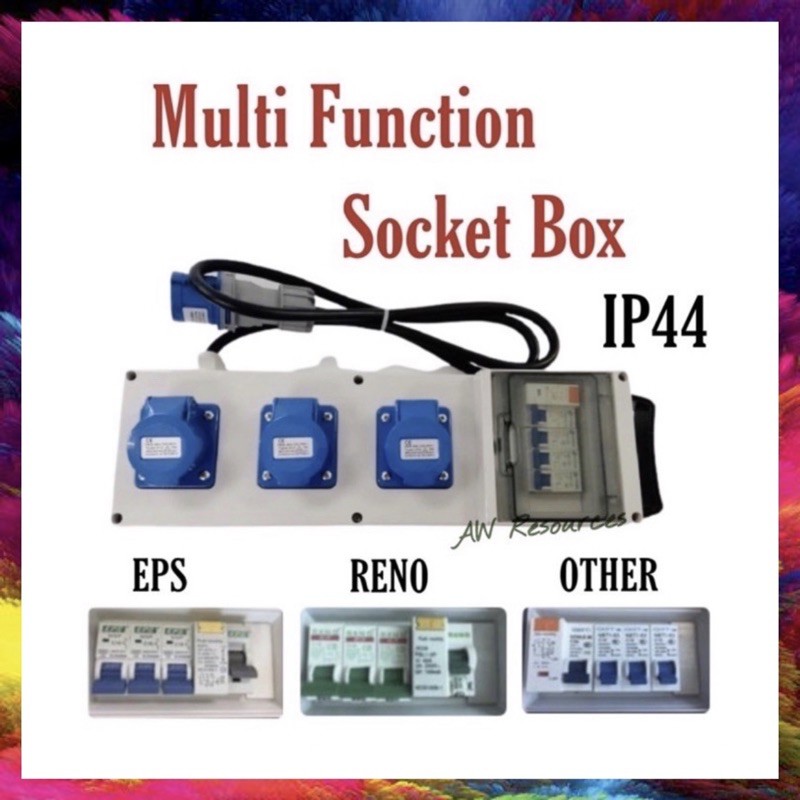 Portable Distribution Box / IP44 Multi Function Socket Box c/w RCCB ...