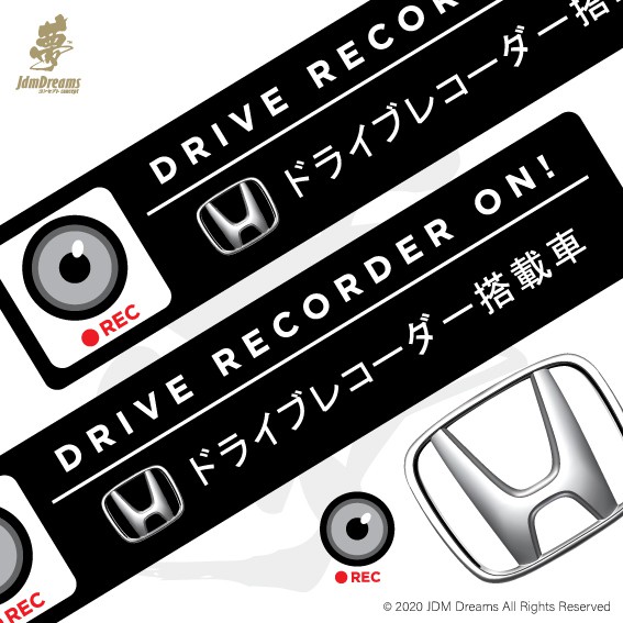 2PCS JDM Honda Drive Recorder Sticker Fit Jazz City Grace Accord CR-V ...