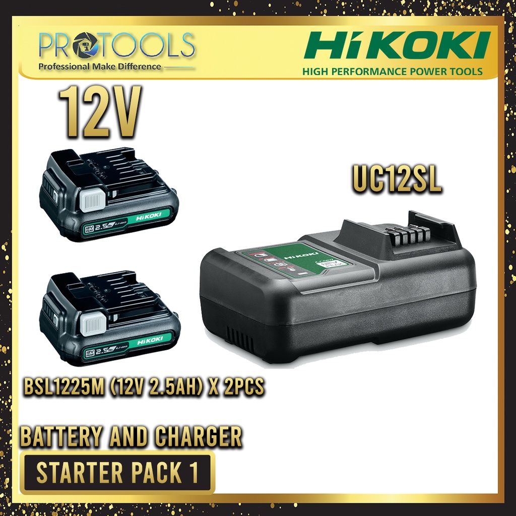 HiKOKI 12V Starter Pack 1: Lithium Ion Battery 12V2.5Ah x 2pcs, Fast ...