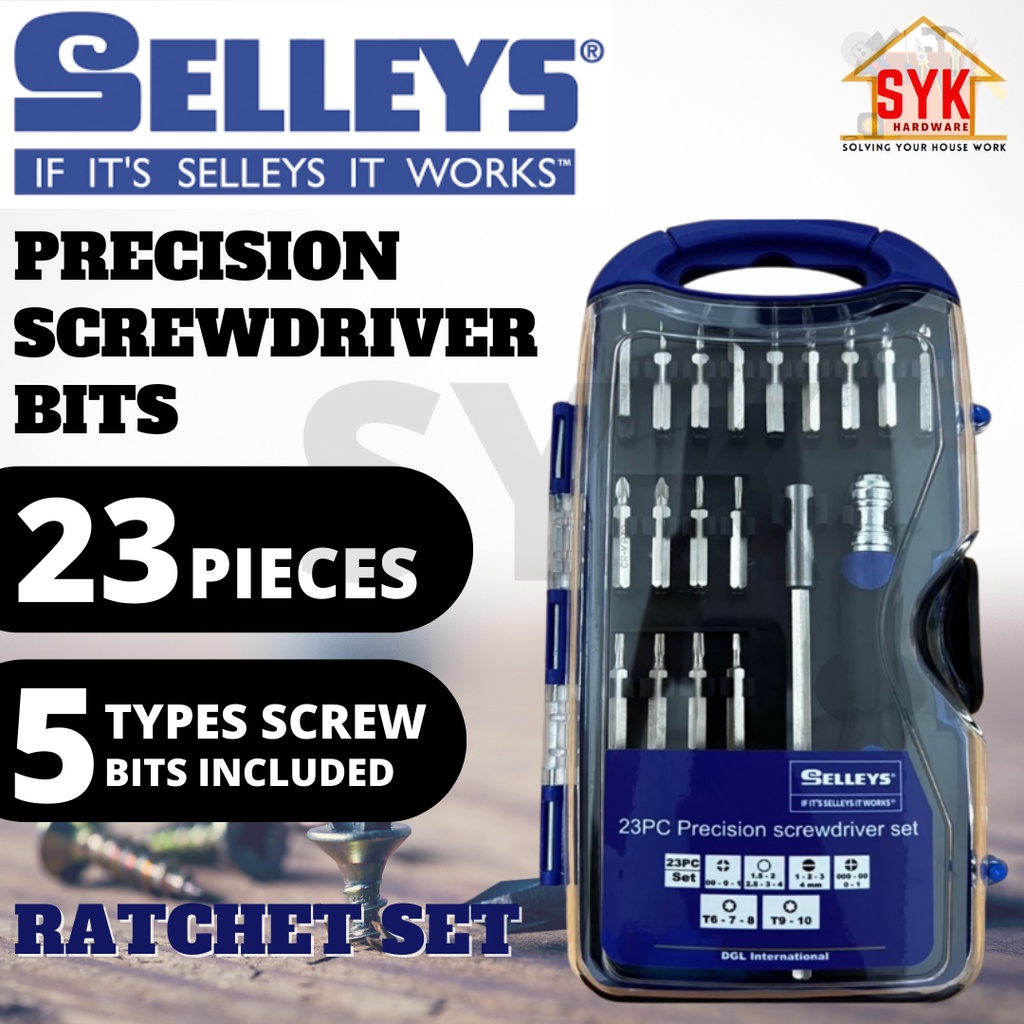 SYK SELLEYS 23Pcs Precision Screwdriver Set Ratchet Screw Driver Bits Multi-Use Screw Driver ...