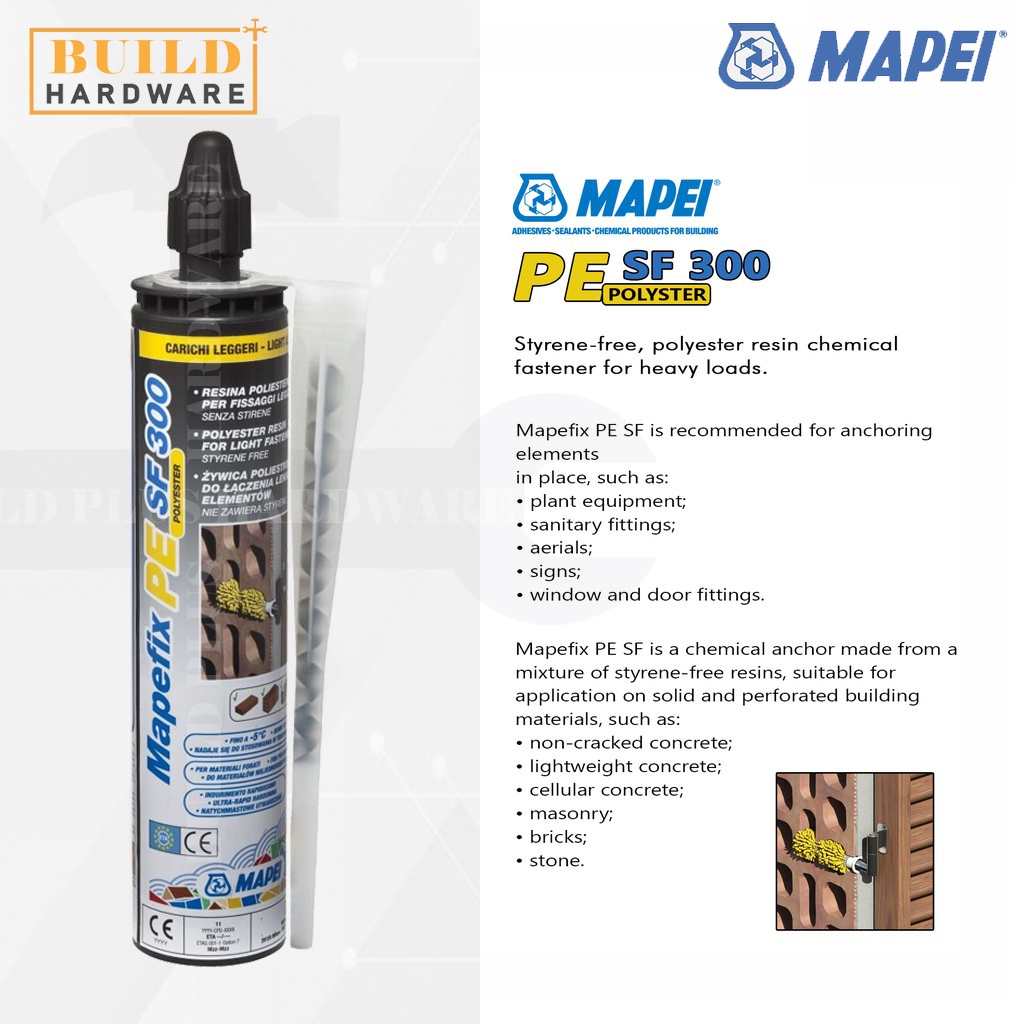 MAPEI 300ml Mapefix PE SF 300 锚固化学胶粘剂 Styrene-free Polyester Resin ...