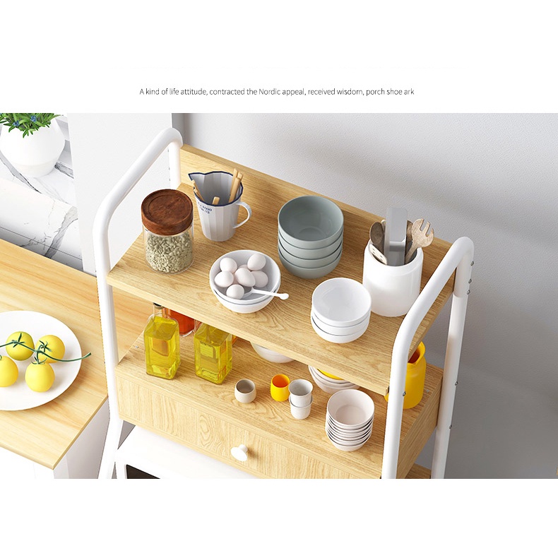 MAXEKO 🕊 Multilayer Kitchen Rack Kitchen Shelf with Drawer Kitchen ...