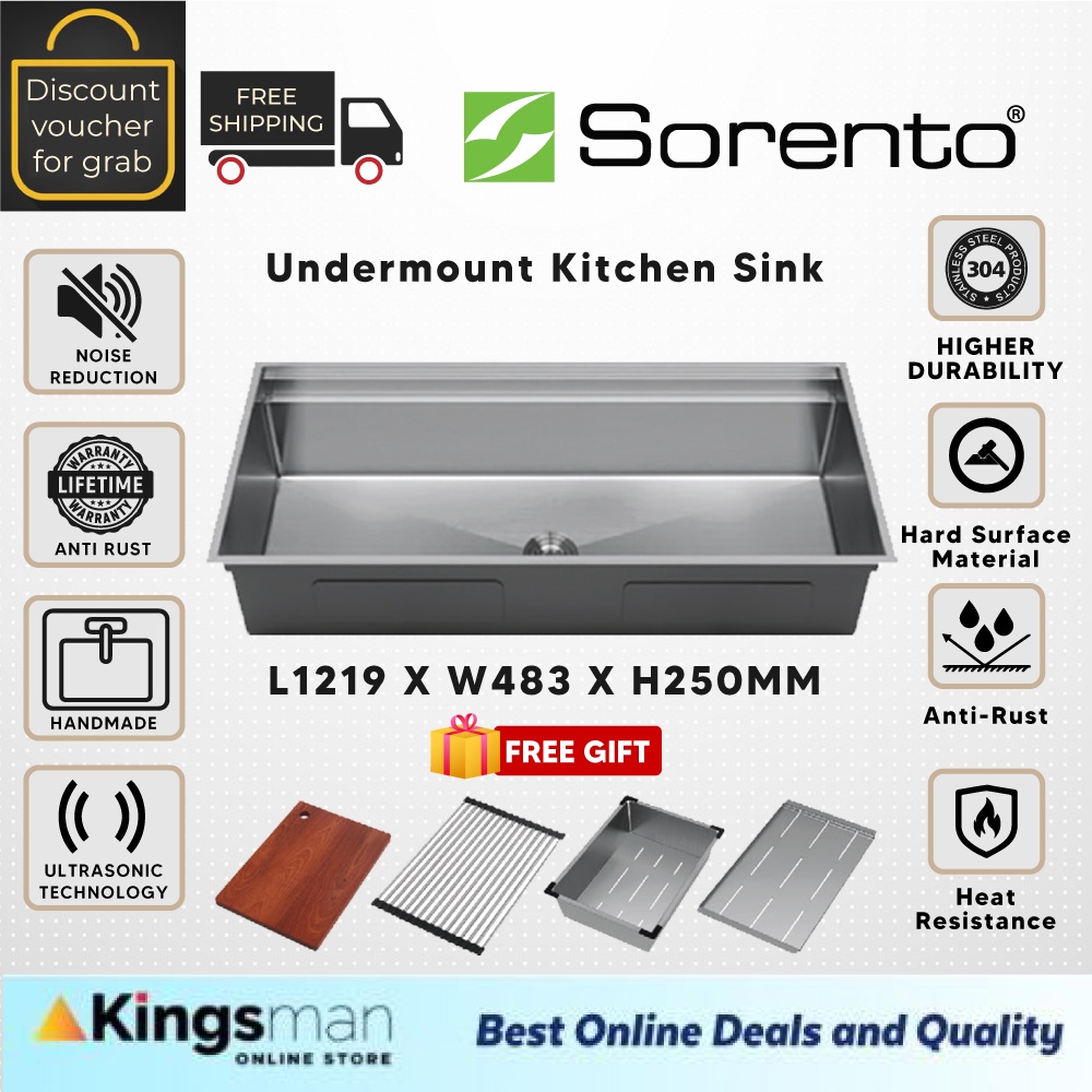 [Kingsman] SORENTO PREMIUM Undermount Topmount Single Bowl 304 ...