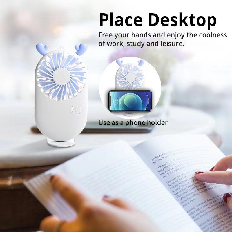 Cute Portable Mini Fan Handheld USB Chargeable Desktop Fans 3 Mode ...