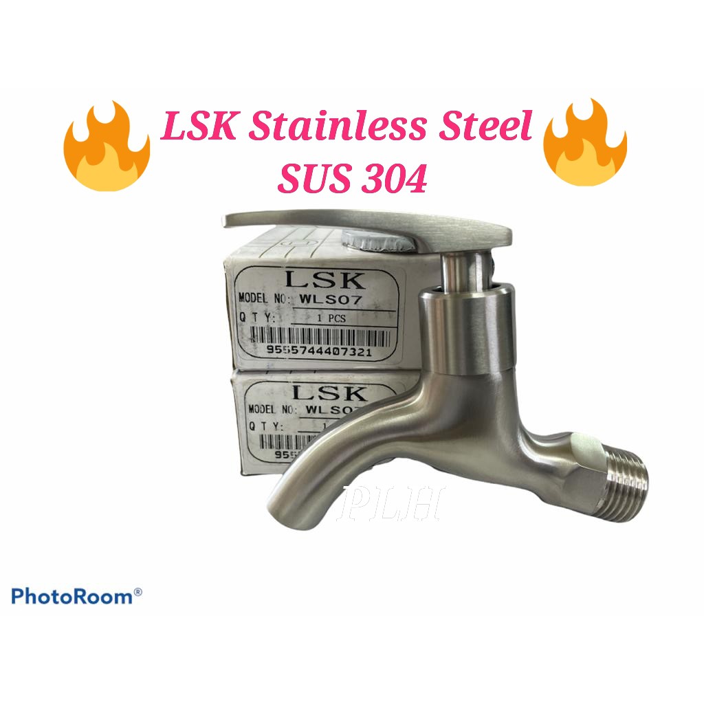 LSK Stainless Steel SUS 304 Kitchen & Bathroom Sink Faucet Wall Bib ...