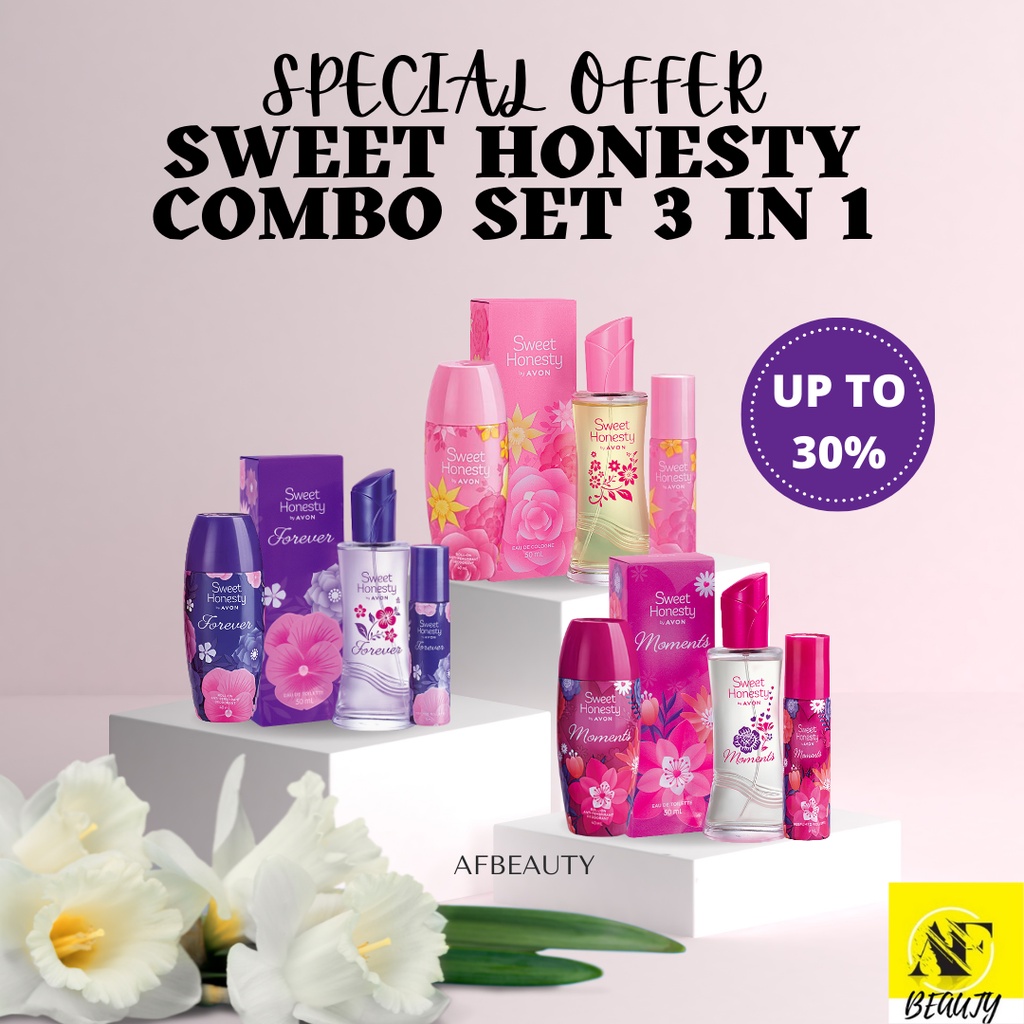 (Raya Sale) AVON Set 3 in 1 Sweet Honesty Eau de Toilette EDT **CLASSIC ...