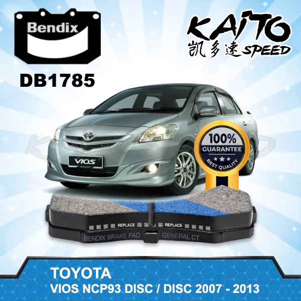 Bendix Front Brake Pad DB1785 Toyota Vios NCP93 S/G/TRD SPEC Disc/Disc ...