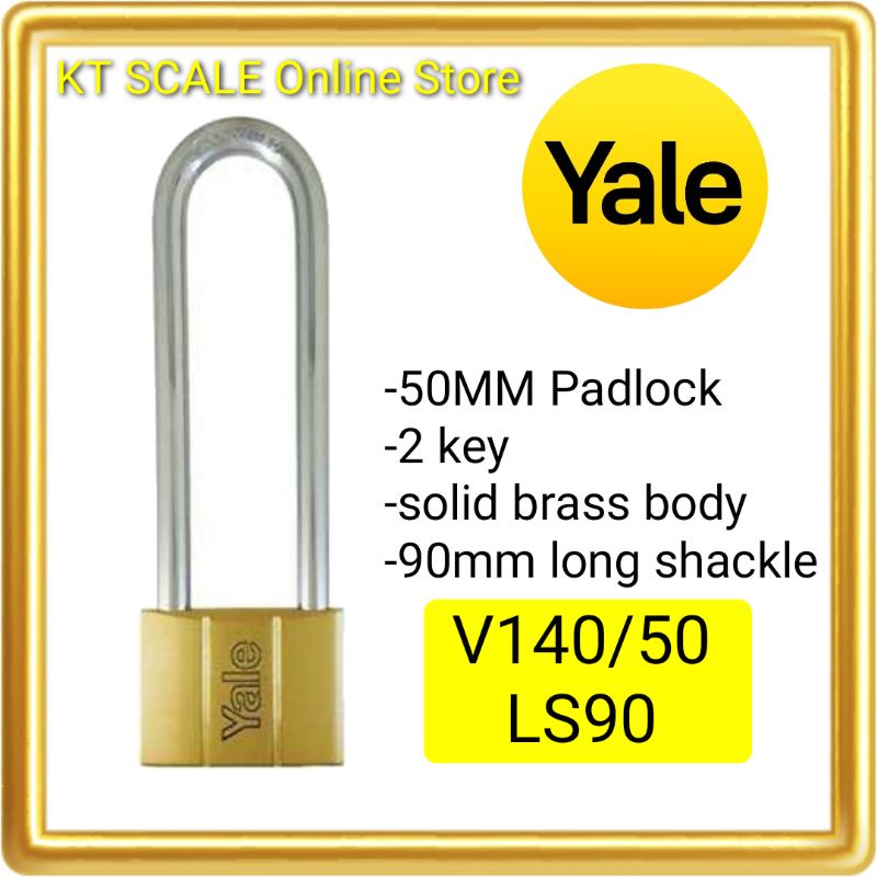 YALE SOLID BRASS LONG SHACKLE PADLOCK V140/50 50mm 60mm | Shopee Malaysia