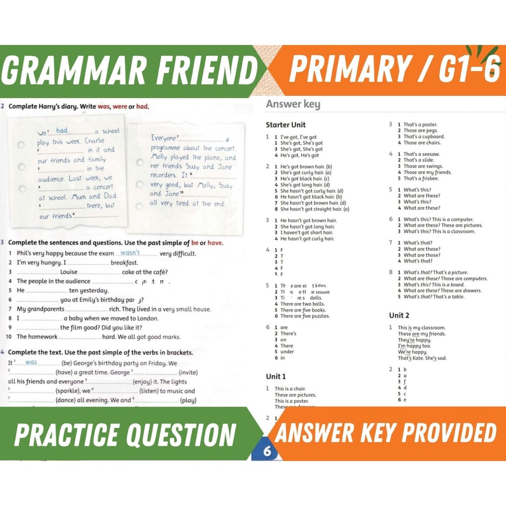 E14 English Primary Grammar Friend Workbook With Answer Year 1 to 6 KS1 ...