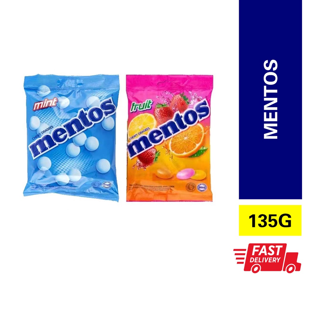 [135G] Mentos Chewy Dragees [Mint/Mixed Fruit] (±50 Pieces) | Shopee ...