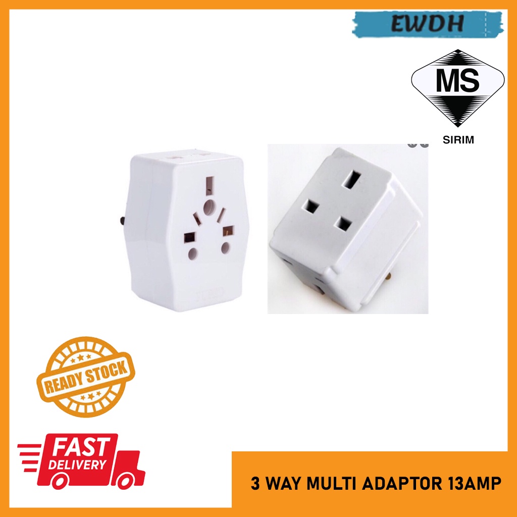 7387 3WAY ADAPTOR 13AMP GOOD QUALITY (READY STOCK) | Shopee Malaysia